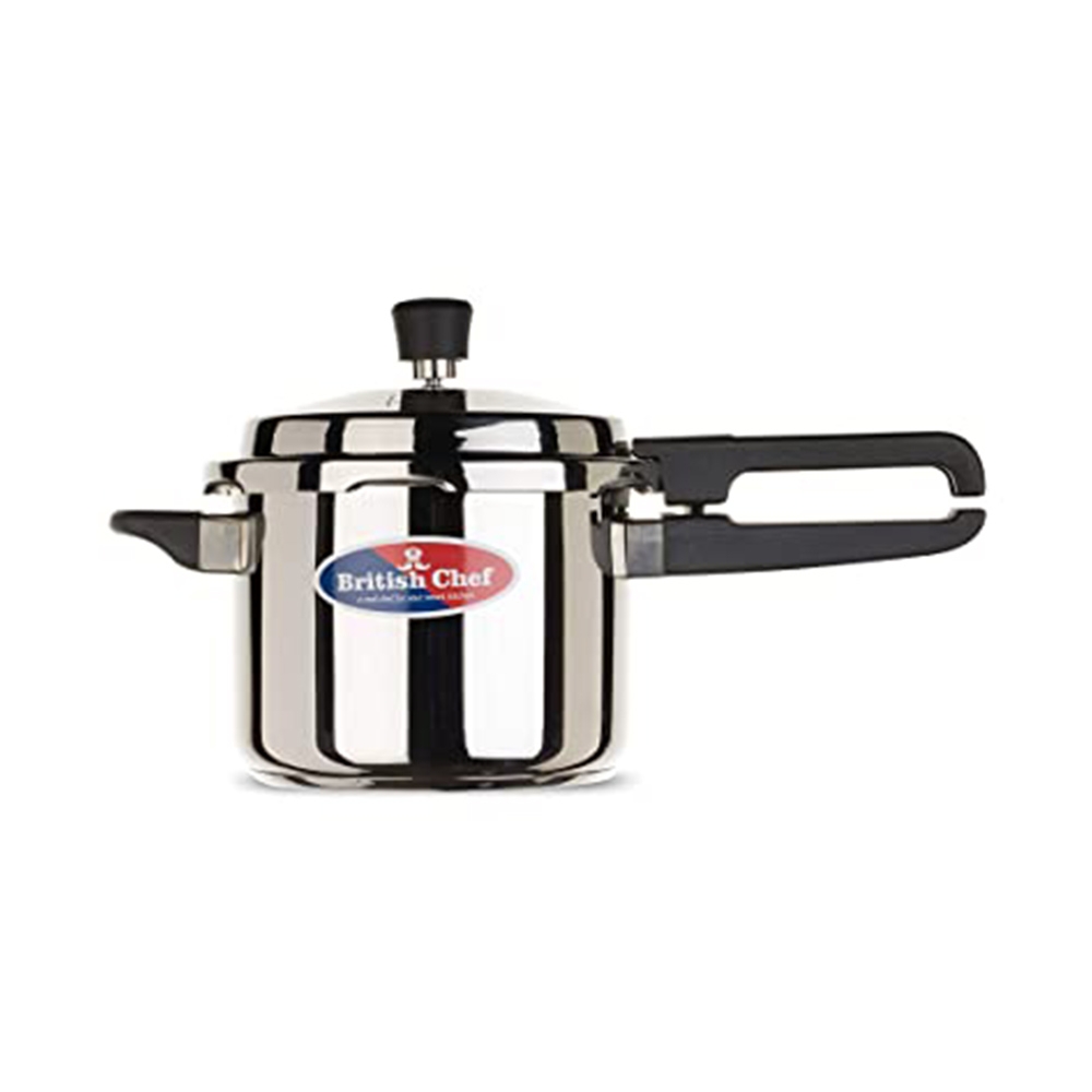 British Chef 304 18/10 Stainless Steel Pressure Cooker ISI 5.5L Pride ...