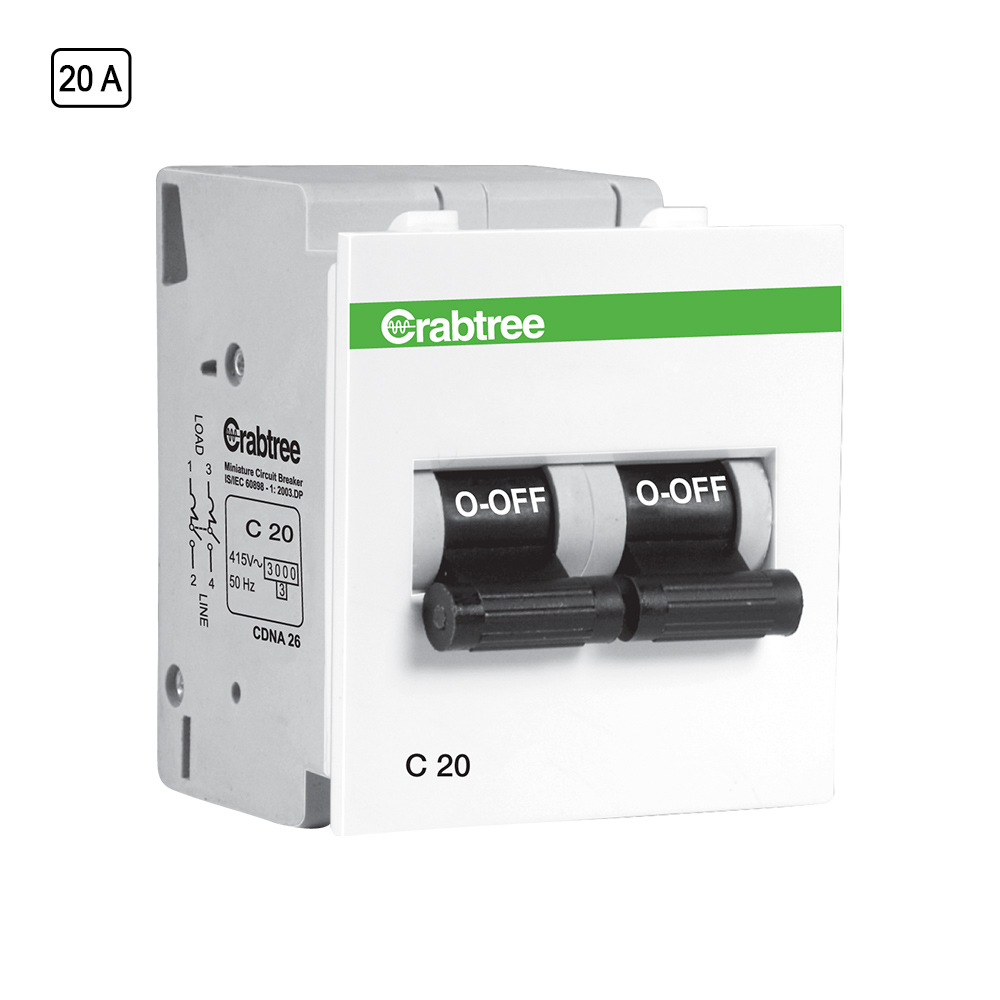 Crabtree Verona 20 A DP Mini MCB C Series 3 kA White | mykit | Buy ...