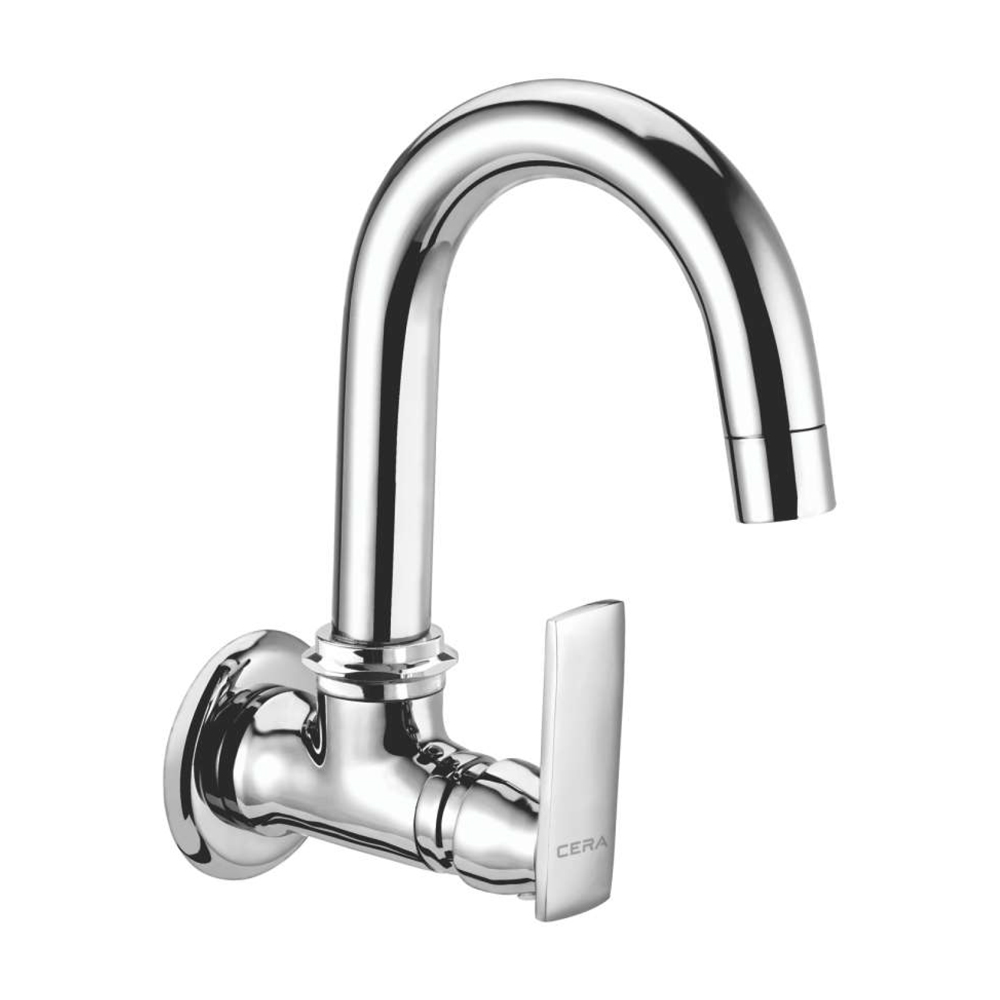 Cera Titanium Sink cock wall mounted with 150mm long swivel spout ...