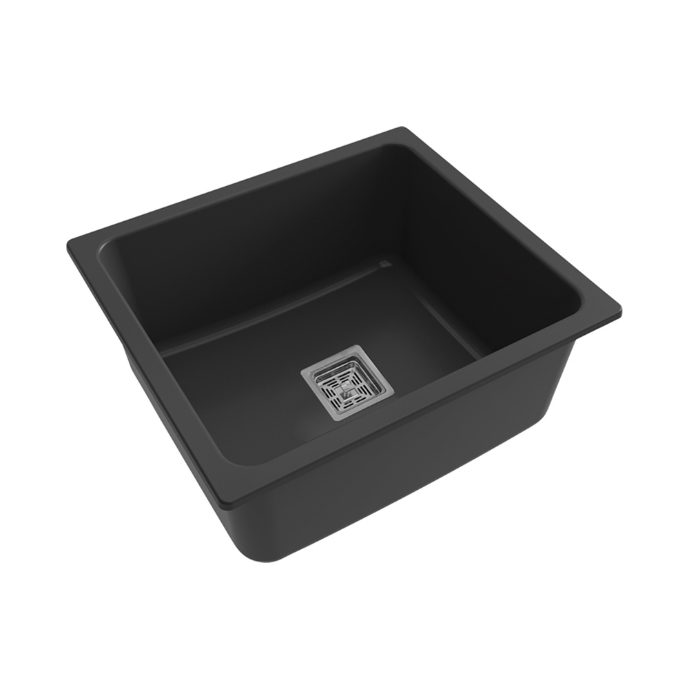 Simpolo Marmi 457x406x203mm Quartz Metallic Kitchen Sink Cemento Grey ...