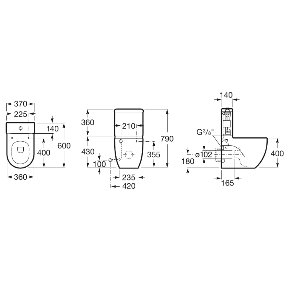 Roca Meridian-N Compact Close Coupled Water Closet With Rs34124B000 ...