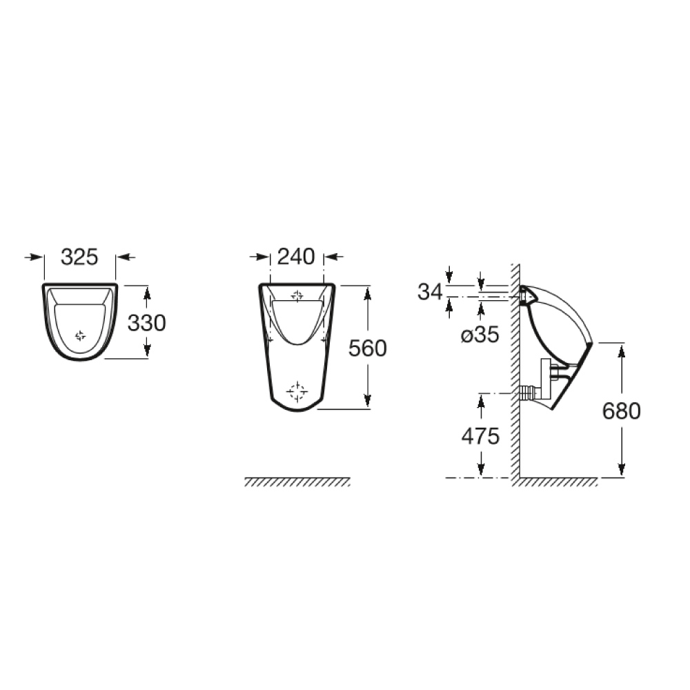 Roca Chic 325x558 Back Inlet Urinal White | mykit | Buy online | Buy ...