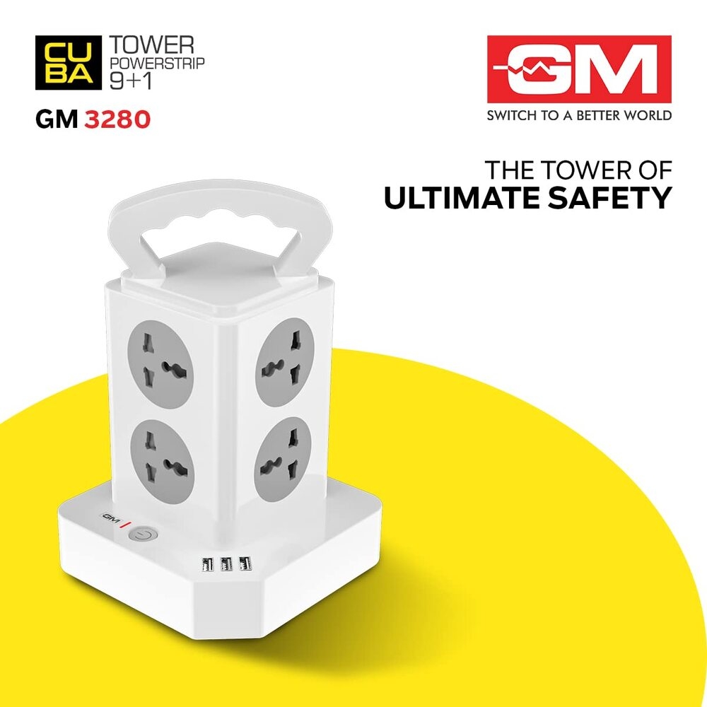 GM G-Magic Cuba G-Hoop Power Strip 9+1 with 2 USB 3.1A, Master Switch ...