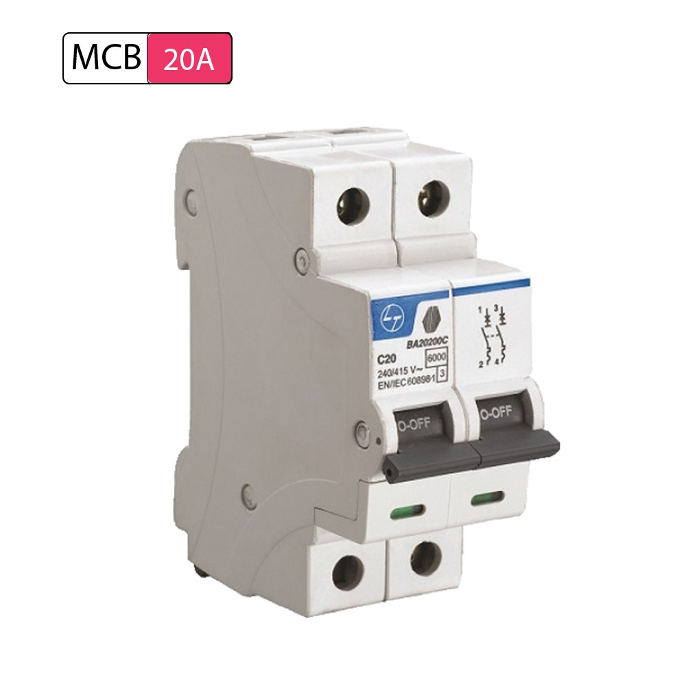 Larsen & Toubro MCB 20A B Curve Double Pole | mykit | Buy online | Buy Larsen & Toubro, MCB online