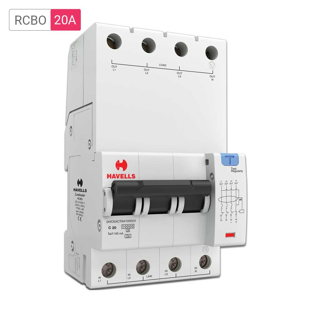 Havells RCBO A Type TPN 100mA 20A | mykit | Buy online | Buy Havells ...