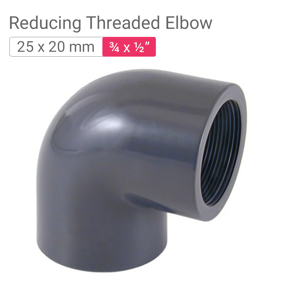 Star PVC Reducing Threaded Elbow 25x20mm .75x.50inch | mykit | Buy ...