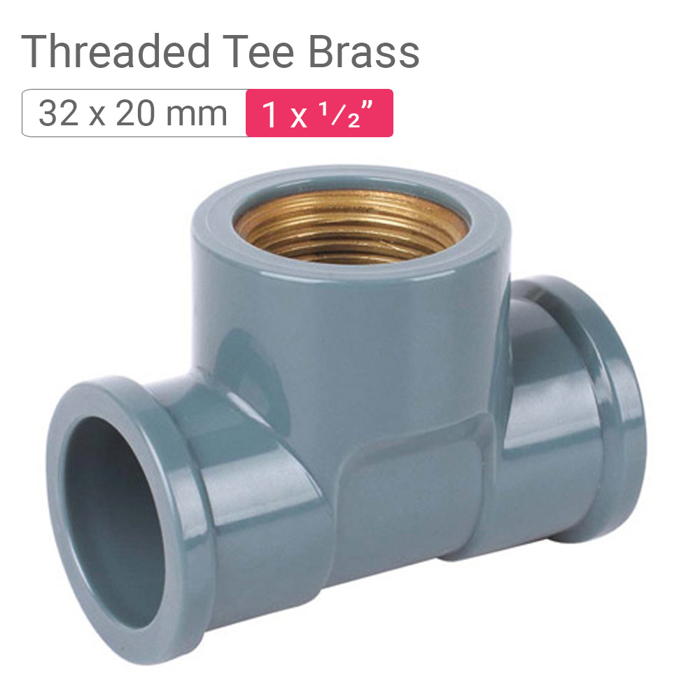 Star PVC Threaded Tee Brass 32 x 20 mm 1 x .50 Inch | mykit | Buy ...