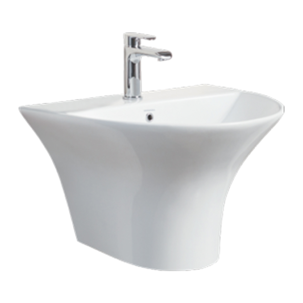 Varmora Danie 590 x 495 x 385 Off White Half Pedestal Wash Basin ...
