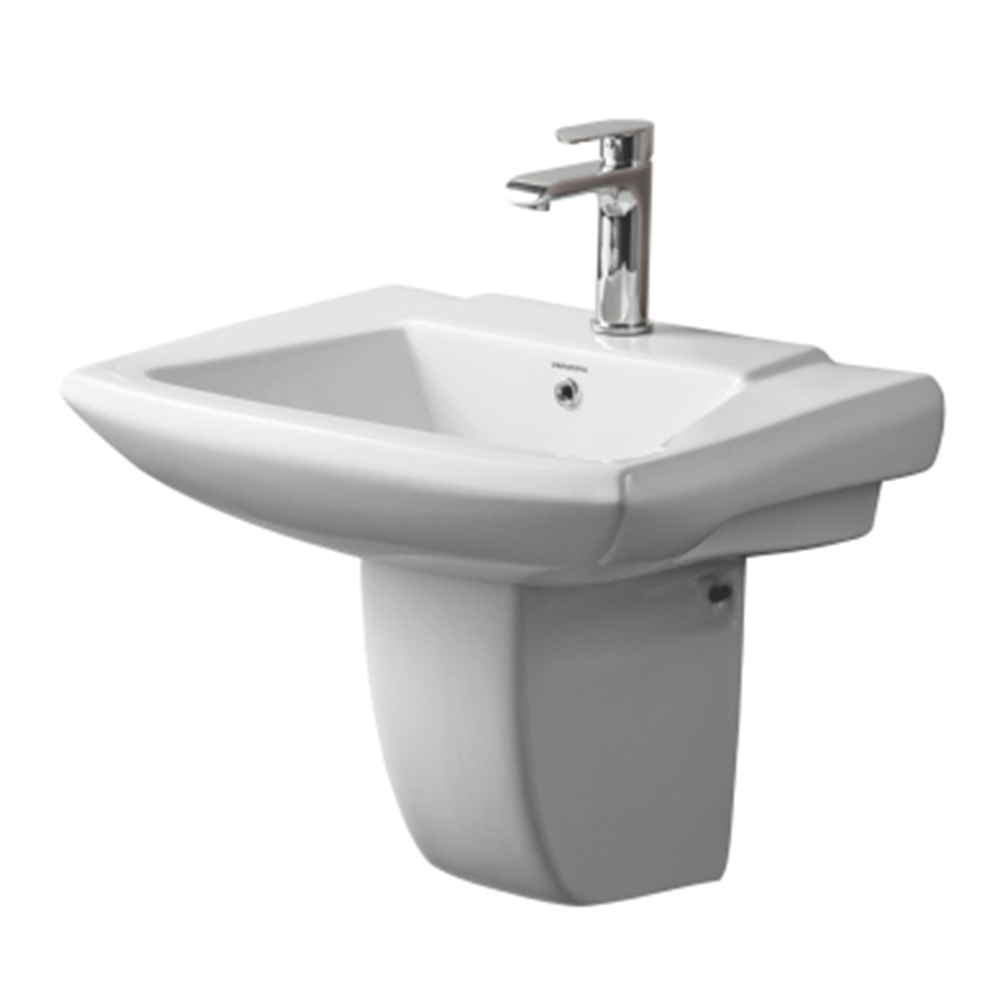 Varmora Amalia 565 x 410 x 440 Off White Half Pedestal Wash Basin ...