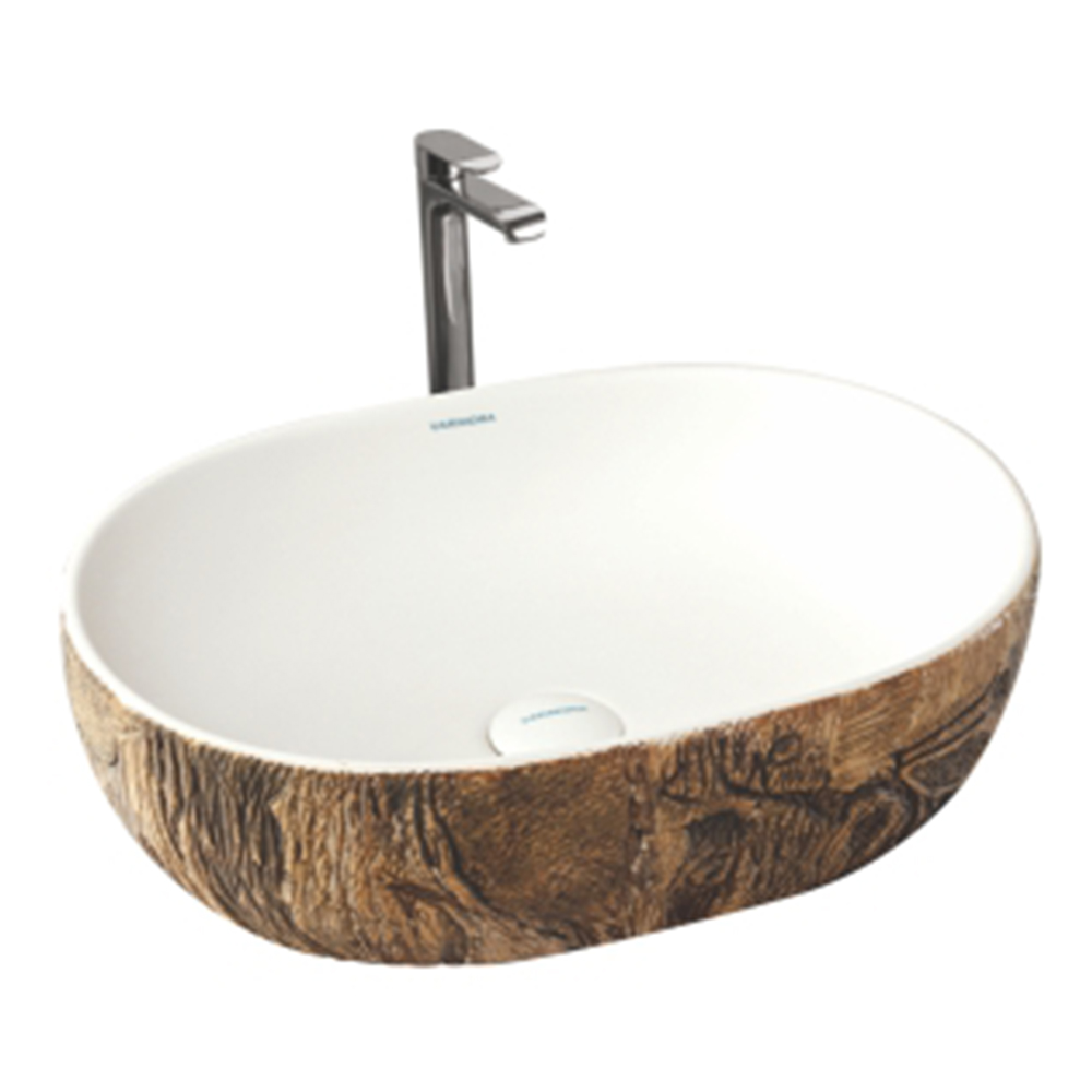 Varmora Rock Wood 490x350x136 Oval Wash Basins | mykit | Buy online ...