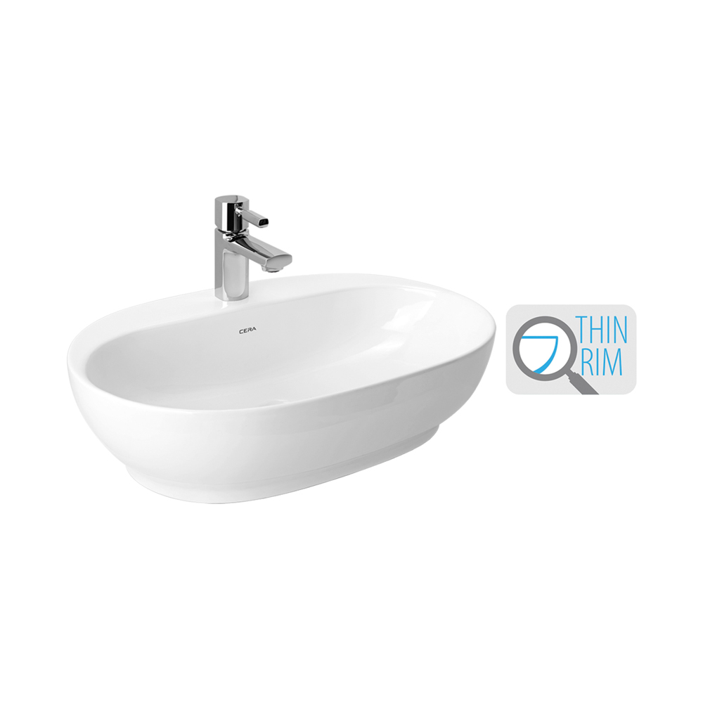 Cera Cafe Thin Rim 600x400 Snow White Table Top Wash Basin | mykit ...