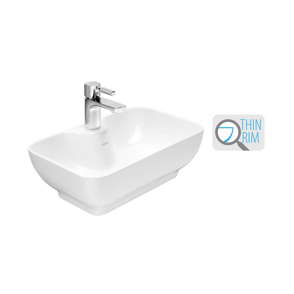 Cera Corba Thin Rim 480x300 Snow White Table Top Wash Basin | mykit ...