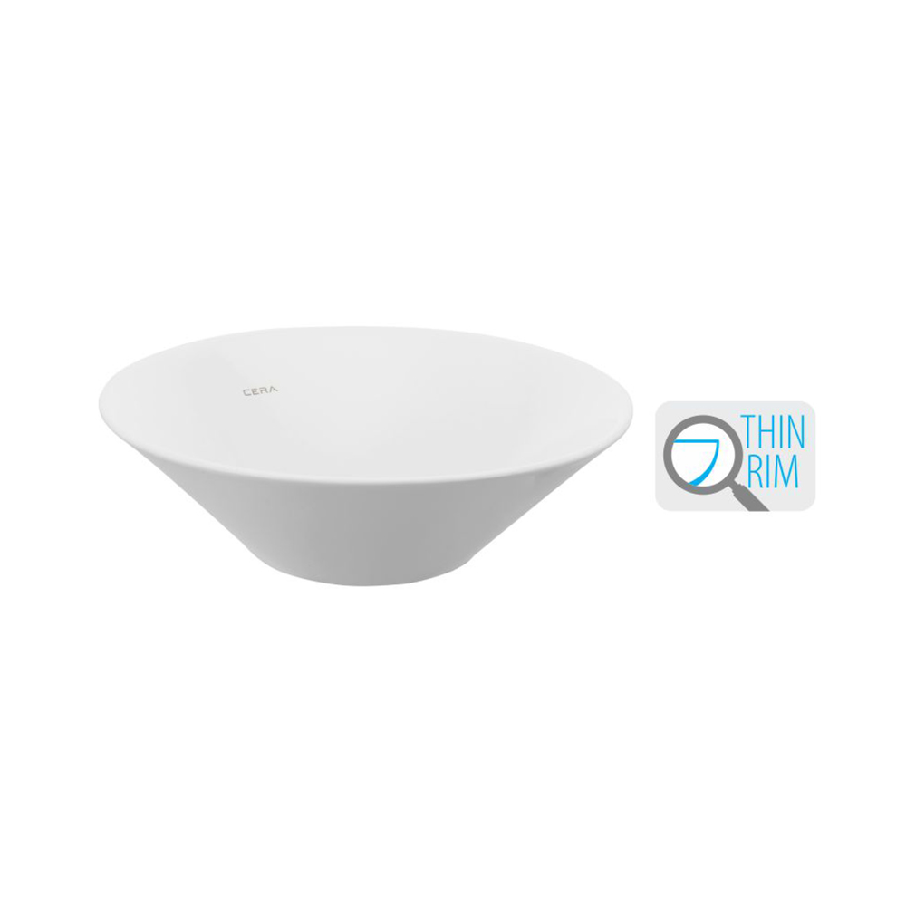 Cera Canal Thin Rim 370mm Dia Snow White Table Top Wash Basin | mykit ...