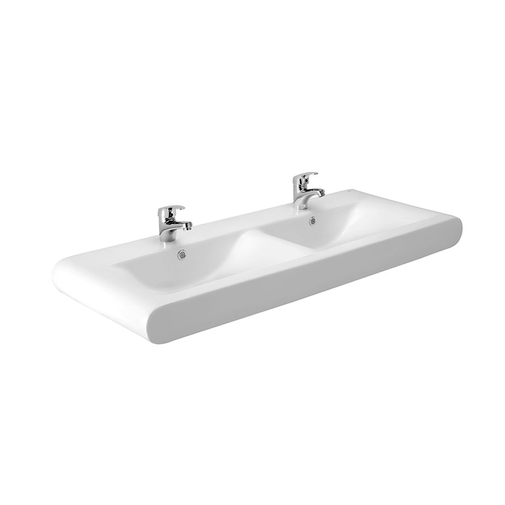 Cera Cushman 1220x485x185mm with double bowl Snow White Counter Wash ...